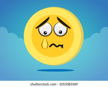 Crying Gold Coin Stock Vector (Royalty Free) 1053383369 | Shutterstock