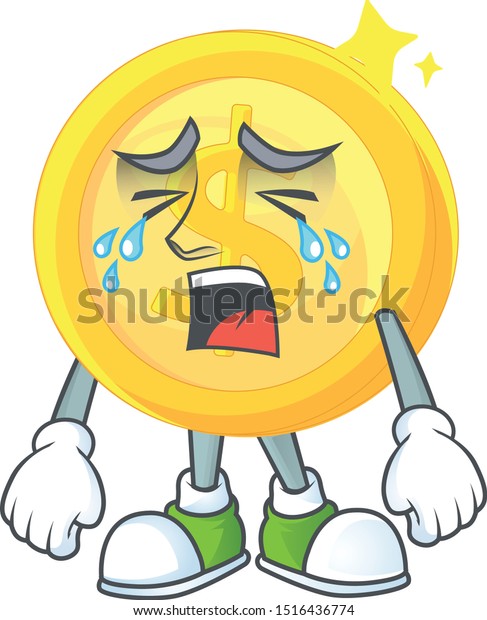 Crying Gold Coin Cartoon Character Payment Stock Vector (Royalty Free ...