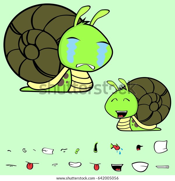 Crying Little Snail Cartoon Expressions Set Stock Vector (Royalty Free ...