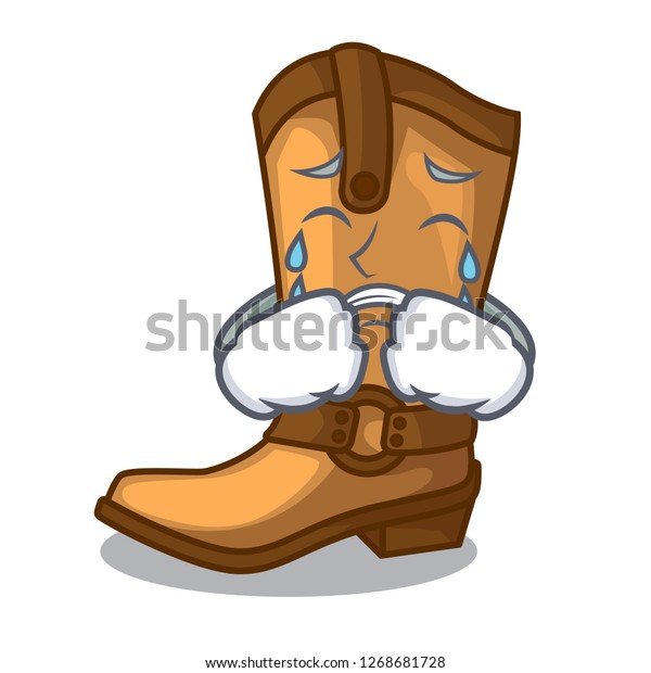 Crying Old Cowboy Boots Shape Character Stock Vector (Royalty Free ...