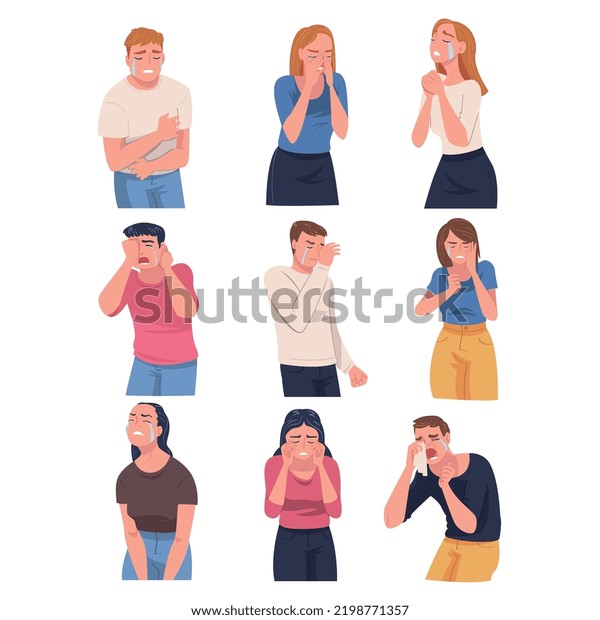 Crying People Character Weeping Sobbing Sorrow Stock Vector (Royalty ...