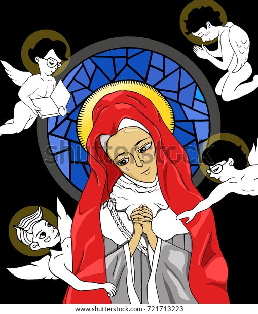 Crying Praying Virgin Mary Four Cupids Stock Vector (Royalty Free ...