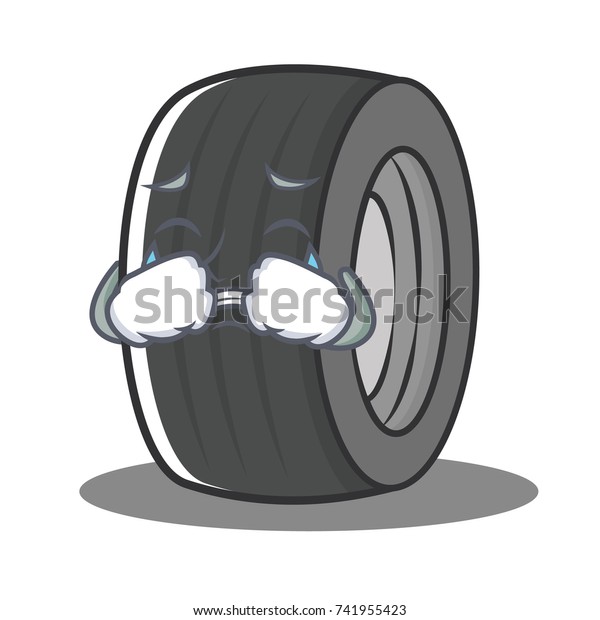 Crying Tire Character Cartoon Style Stock Vector (Royalty Free ...
