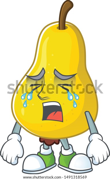 Crying Yellow Pear Cartoon Character On Stock Vector (Royalty Free ...