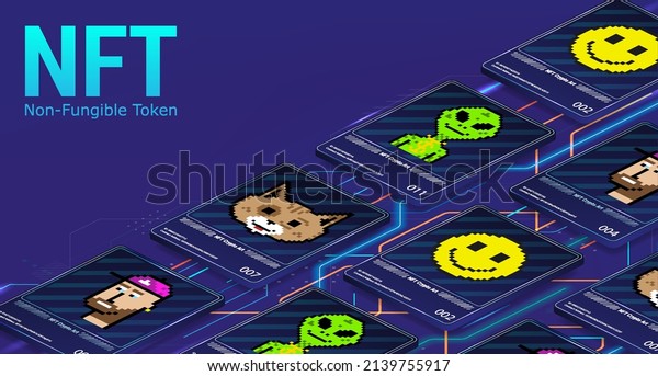 Crypto Art Nft Card Tokens Isometric Stock Vector (Royalty Free ...