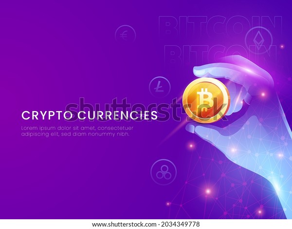 Crypto Currencies Concept Based Poster Design Stock Vector (Royalty ...