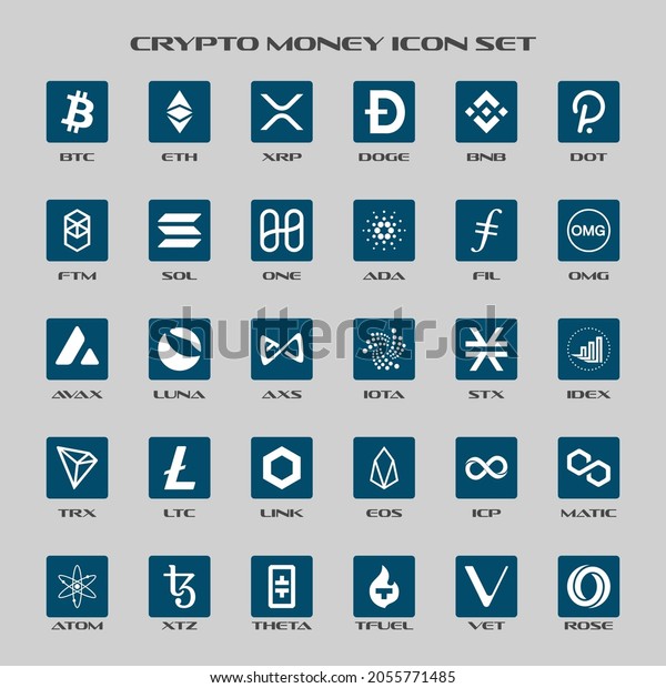 Crypto Money Logo Icon Set Crypto Stock Vector (Royalty Free ...