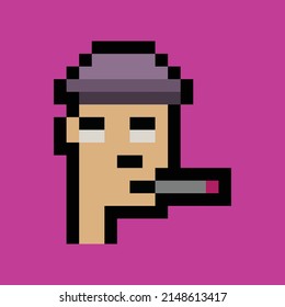 Crypto Punk Nft 24x24 Pixel Illustration Stock Vector (Royalty Free ...