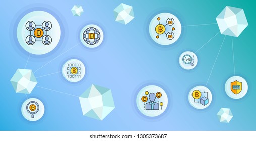 Cryptocurrency Blockchain Technology Concept Diagram Vector Stock ...