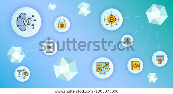 Cryptocurrency Blockchain Technology Concept Diagram Vector Stock ...