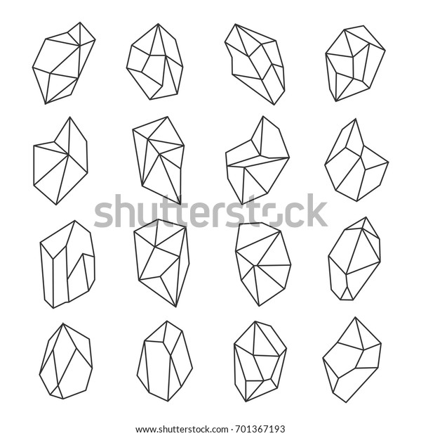 Crystal Shapes Outline Set Crystals Gems Stock-Vektorgrafik (Lizenzfrei ...
