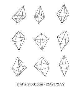 Crystals Outline Vector Illustration Set Stock Vector (Royalty Free ...
