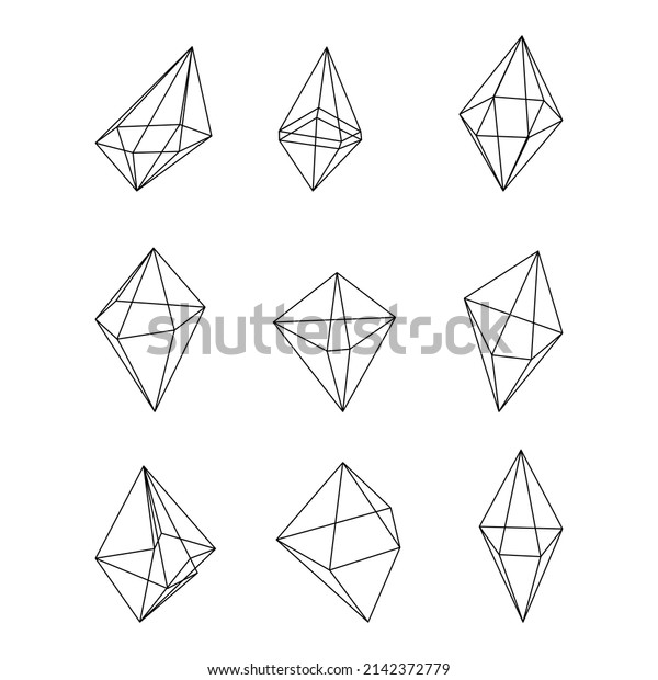 Crystals Outline Vector Illustration Set Stock Vector (Royalty Free ...