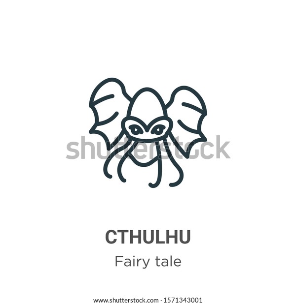 Cthulhu Outline Vector Icon Thin Line: vector de stock (libre de ...