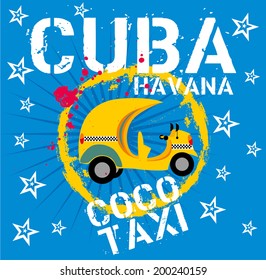 Cuba Havana Coco Taxi Vector Art Stok Vektör (Telifsiz) 200251997 ...