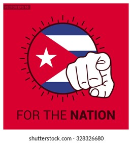 Cuba Country Flag Circle Pointing Finger: vector de stock (libre de ...