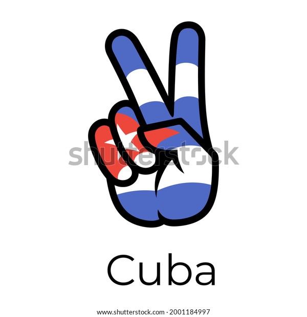 Cuba Flag Form Peace Sign Gesture Stock Vector (Royalty Free ...