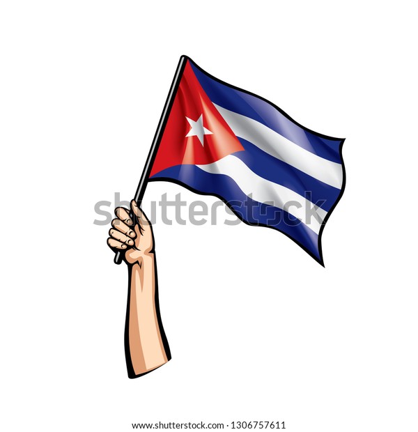 Cuba Flag Hand On White Background Stock Vector (Royalty Free ...