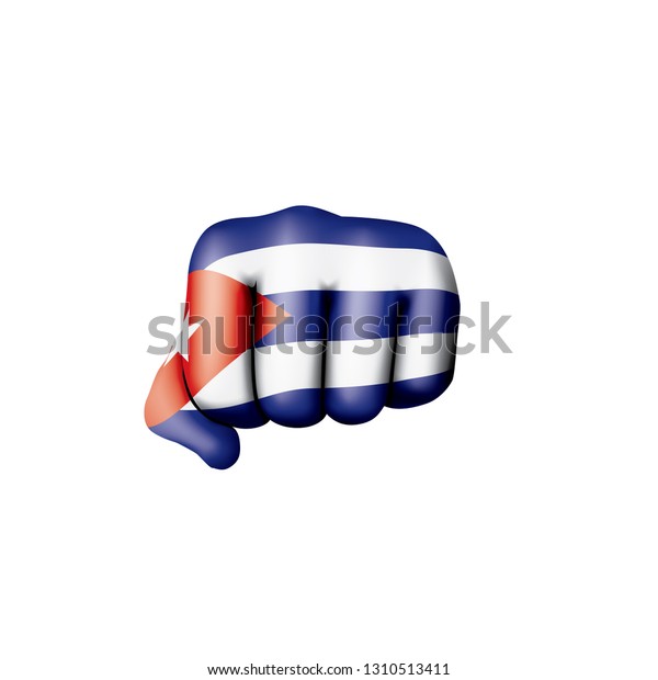 Cuba Flag Hand On White Background Stock Vector (Royalty Free ...