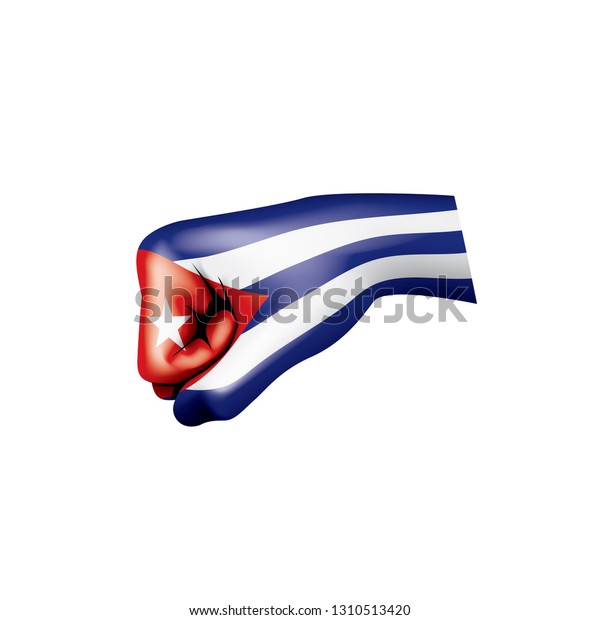 Cuba Flag Hand On White Background Stock Vector (Royalty Free ...