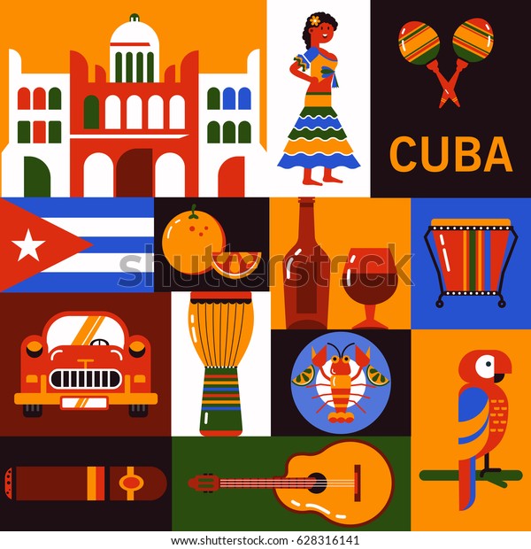 Cuba Illustration Collection Vector Icons Cuban Stock Vector (Royalty ...