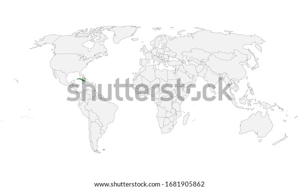 Cuba Location Highlighted On World Political Stock Vector (Royalty Free ...