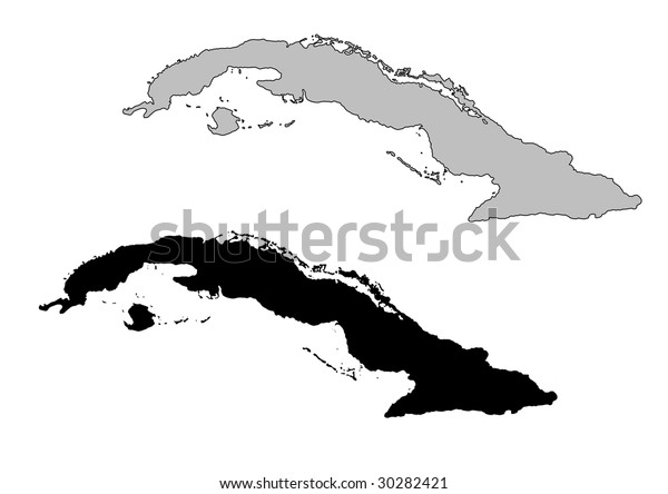 Cuba Map Black White Mercator Projection Stock Vector (Royalty Free ...