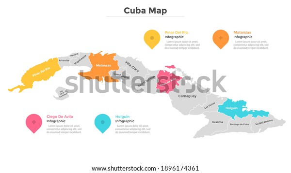 Cuba Map Divided Into Federal States Stock Vector (Royalty Free) 1896174361