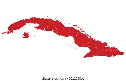 Cuba Map Red Color Stock Vector (Royalty Free) 581205061 | Shutterstock