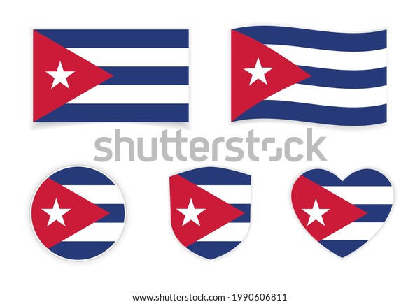 Cuba National Flag Icon Shield Heart Stock Vector (Royalty Free ...