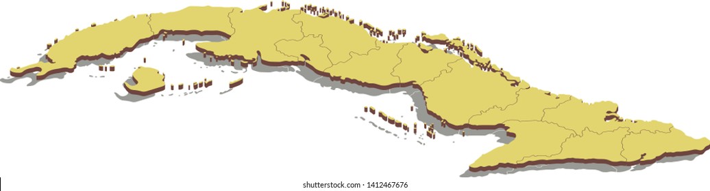 Cuba Provinces Borders High Detailed Vector Stock Vector (Royalty Free ...