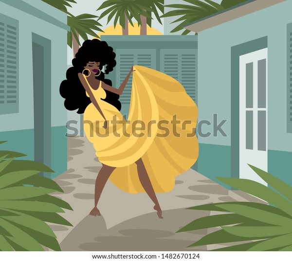 Cuban Lady Dancing Rumba Salsa Stock Vector (Royalty Free) 1482670124 ...