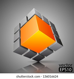 3d Cube Unique Segment Concept Illustration Stock Illustration 128808121