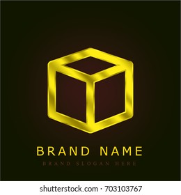 Cube Golden Metallic Logo Stock Vector (Royalty Free) 703103767 ...