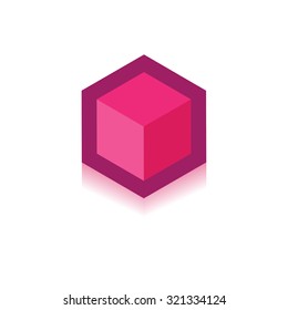 Cube Logo Design Icon Pink Background Stock Vector (Royalty Free ...