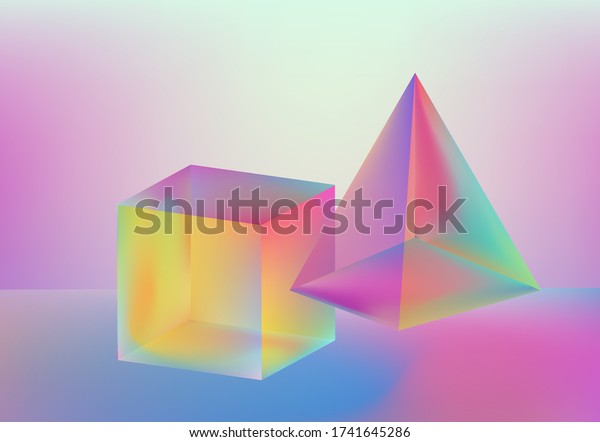 Cube Pyramind Prism Neon Holographic Colors Stock Vector (Royalty Free ...