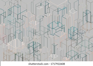 Cubic Isometric Lines On Gray Background Stock Vector (Royalty Free ...