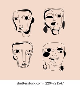 Cubism Abstract Face Line Drawing Trendy Stock Vector (Royalty Free ...