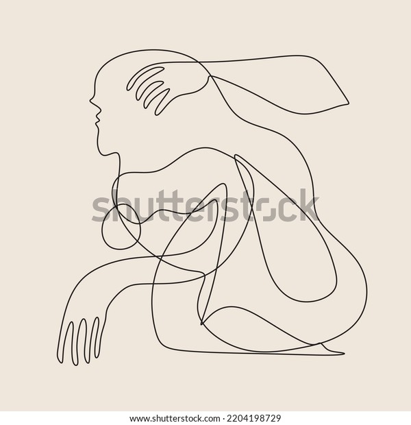 Cubism Abstract Face Line Drawing Trendy Stock Vector (Royalty Free ...