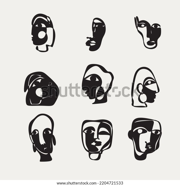 Cubism Abstract Face Line Drawing Trendy Stock Vector (Royalty Free ...