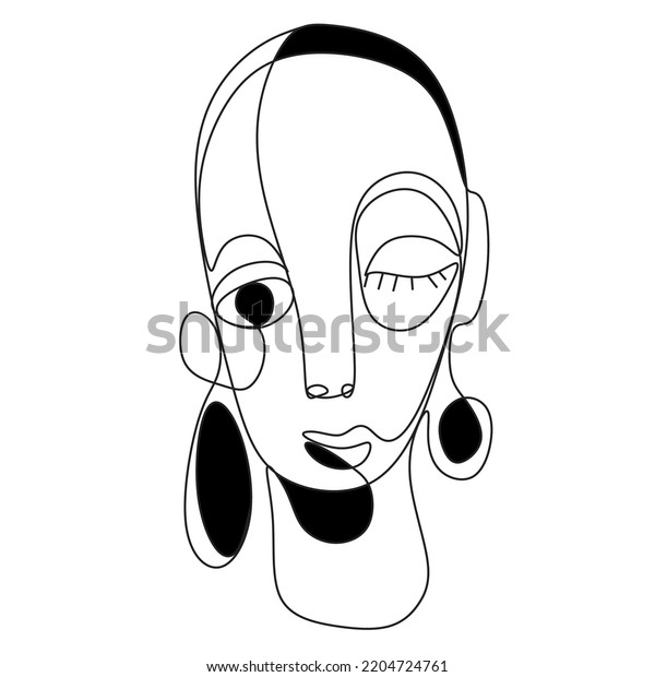 Cubism Abstract Face Line Drawing Trendy Stock Vector (Royalty Free ...