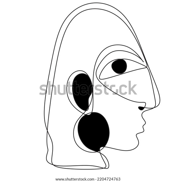 Cubism Abstract Face Line Drawing Trendy Stock Vector (Royalty Free ...