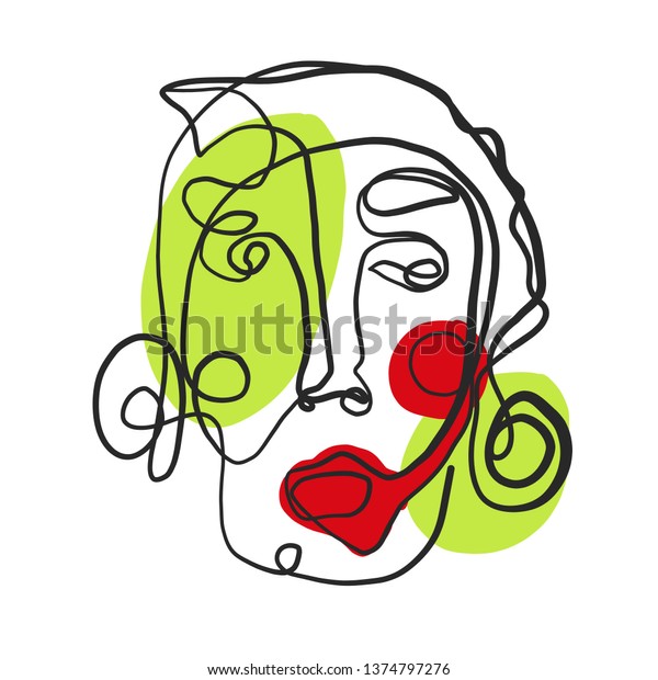 Cubism Artwork One Line Drawing Abstract Stock Vector (Royalty Free ...
