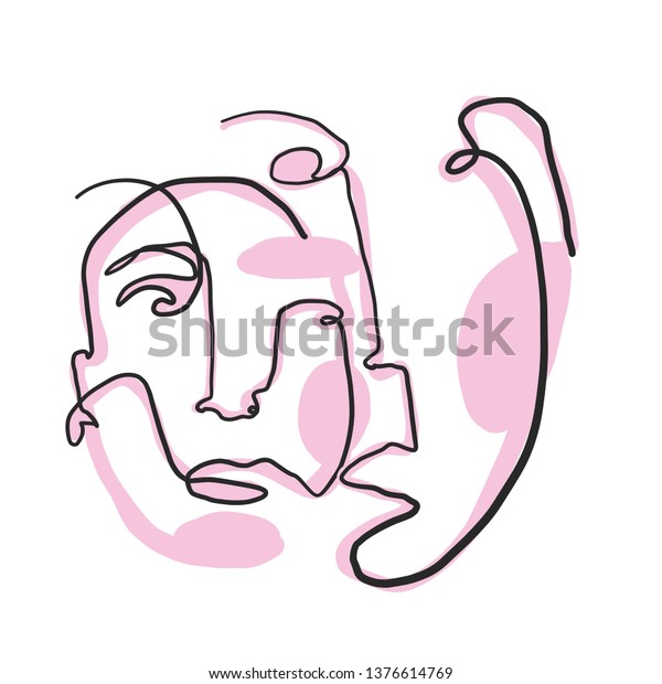 Cubism Artwork One Line Drawing Abstract Stock Vector (Royalty Free ...