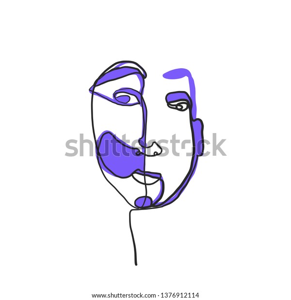 Cubism Artwork One Line Drawing Abstract Stock Vector (Royalty Free ...