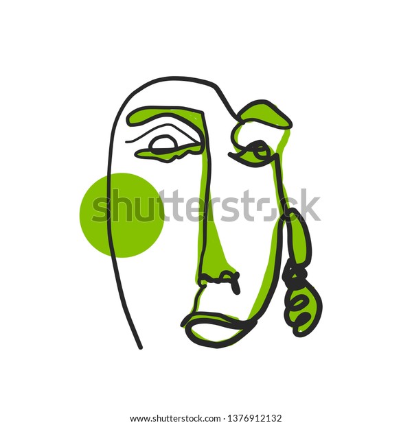 Cubism Artwork One Line Drawing Abstract Stock Vector (Royalty Free ...