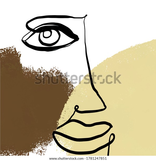 Cubism Face Contemporary Collage Continuous Line Stock Vector (Royalty ...