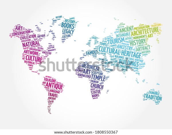 Cultural Heritage Word Cloud Shape World Stock Vector (Royalty Free ...