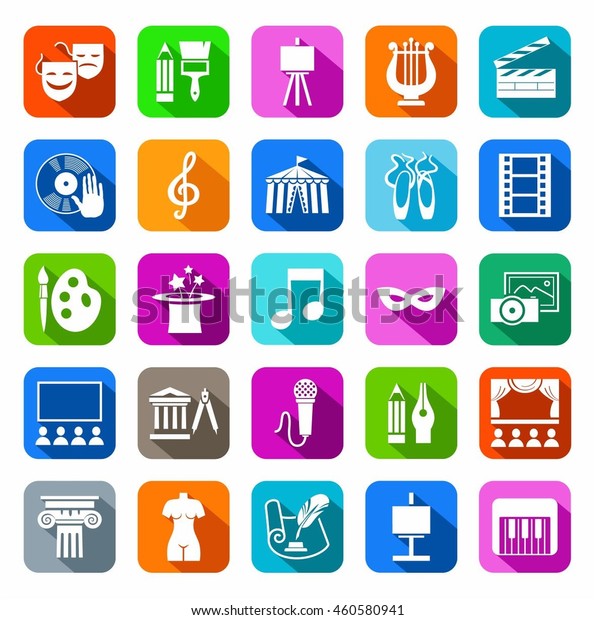 Culture Art Icons Colored Flat Vector Stock Vector (Royalty Free) 460580941