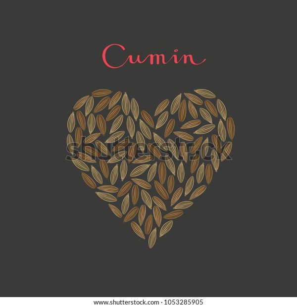 Cumin Seeds Spice Heart Shape On Stock Vector (Royalty Free) 1053285905 ...
